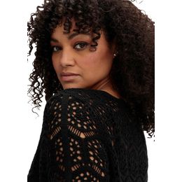 sheego by Joe Browns sheego Gro&szlig;e Gr&ouml;&szlig;en Ajourstrickjacke mit kurzem Arm, schwarz, Gr&ouml;&szlig;e 44/46 - Damen