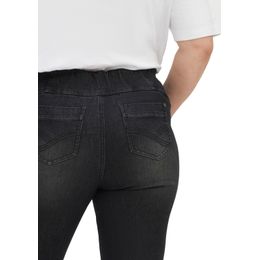 sheego Gro&szlig;e Gr&ouml;&szlig;en Jeggings mit breitem Gummibund, black denim, Gr&ouml;&szlig;e 52 - Damen