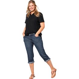 sheego Gro&szlig;e Gr&ouml;&szlig;en Caprijeans mit Krempelfunktion, dark blue denim, Gr&ouml;&szlig;e 50 - Damen