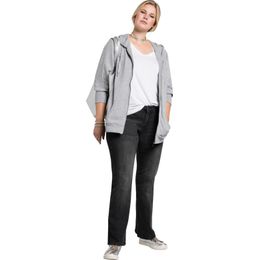 sheego Gro&szlig;e Gr&ouml;&szlig;en Bootcut-Jeans mit Used-Effekten, black denim, Gr&ouml;&szlig;e 92 - Damen