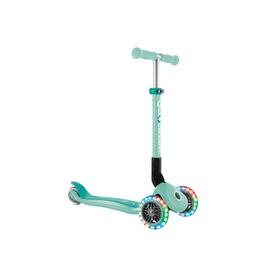 Globber JUNIOR FOLDABLE LIGHTS &ndash; Tretroller, 120/80 mm, ABEC 9, 3-r&auml;drig, LED-Leuchtrollen, mint