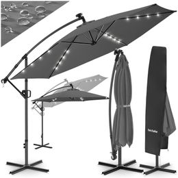 TecTake&reg; Ampelschirm, 3,5 x 3,5 m, 360&deg; drehbar, Kurbelmechanismus, mit LED Solar-Beleuchtung, inkl. Schutzh&uuml;lle