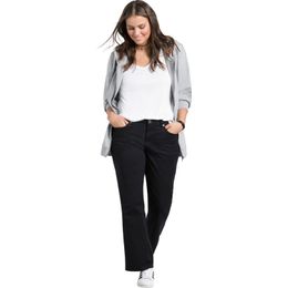sheego Gro&szlig;e Gr&ouml;&szlig;en Bootcuthose aus Baumwoll-Twill, schwarz, Gr&ouml;&szlig;e 46 - Damen