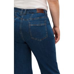 sheego Gro&szlig;e Gr&ouml;&szlig;en Jeans in durchgehend weiter Beinform, dark blue denim, Gr&ouml;&szlig;e 50 - Damen