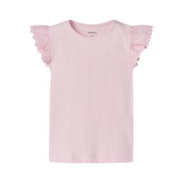 T-Shirt name it "NMFHAVELLE CAP SL TOP", M&auml;dchen, Gr. 104, cradle pink, Jersey, Obermaterial: 95% Baumwolle, 5% Elasthan, unifarben, normal normal, Rundhals, R&uuml;schen, Shirts T-Shirt, Baumwollmischung, normal geschnitten