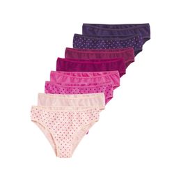 Bikinislip Petite Fleur, M&auml;dchen, Gr. 98/104, 8 Stk., bunt (gelb, lila, mint, rosa), Jersey, Obermaterial: 95% Baumwolle, 5% Elasthan, bedruckt, unifarben, Unterhosen, mit Sternen-Print und unifarben