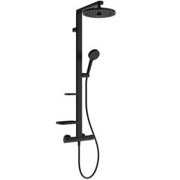 Ideal Standard Alu+ Eco Duschsystem BE211XG mit Brausethermostat, 2 Ablagen, Kopfbrause rund, silk black