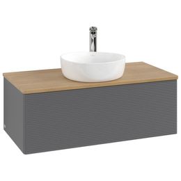 Villeroy & Boch Villeroy und Boch Antao Waschtisch-Unterschrank L31151GK mit Beleuchtung mit Struktur, 100x36x50cm, Hahnloch, Waschbeckenplattenfarbe honey oak, anthracite matt lacquer