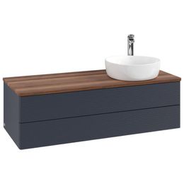 Villeroy & Boch Villeroy und Boch Antao Waschtisch-Unterschrank K23152HG 120x36x50cm, Hahnloch, Waschbeckenplattenfarbe warm walnut, midnight blue matt lacquer