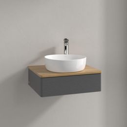 Villeroy & Boch Villeroy und Boch Antao Waschtisch-Unterschrank K07151GK 60x19x50cm, Hahnloch, Waschbeckenplattenfarbe honey oak, anthracite matt lacquer