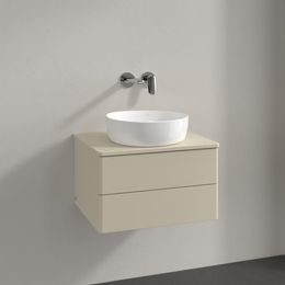 Villeroy & Boch Villeroy und Boch Antao Waschtisch-Unterschrank K18050HJ 60x36x50cm, Hahnloch, Waschbeckenplattenfarbe Lack, silk grey matt lacquer