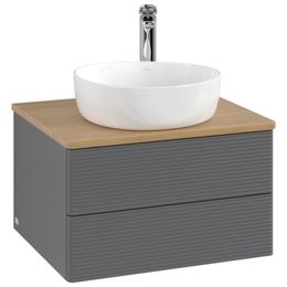 Villeroy & Boch Villeroy und Boch Antao Waschtisch-Unterschrank K18151GK 60x36x50cm, Hahnloch, Waschbeckenplattenfarbe honey oak, anthracite matt lacquer