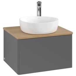 Villeroy & Boch Villeroy und Boch Antao Waschtisch-Unterschrank K29051GK 60x36x50cm, Hahnloch, Waschbeckenplattenfarbe honey oak, anthracite matt lacquer