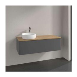 Villeroy & Boch Villeroy und Boch Antao Waschtisch-Unterschrank L33051GK mit Beleuchtung, 1 Auszug, 1200 x 360 x 500 mm, Front ohne Struktur, Anthracite Matt Lacquer / Honey Oak