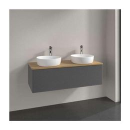 Villeroy & Boch Villeroy und Boch Antao Waschtisch-Unterschrank L35111GK mit Beleuchtung, 1 Auszug, 1200 x 360 x 500 mm, Front mit Struktur, Anthracite Matt Lacquer / Honey Oak