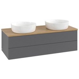 Villeroy & Boch Villeroy und Boch Antao Waschtisch-Unterschrank L24111GK mit Beleuchtung mit Struktur, 120x36x50cm, Waschbeckenplattenfarbe honey oak, anthracite matt lacquer
