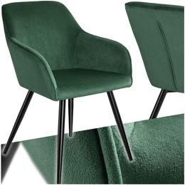 TecTake&reg; Esszimmerstuhl, gepolstert, in Samtoptik, schwarze Stahlbeine, 58 x 62 x 82 cm