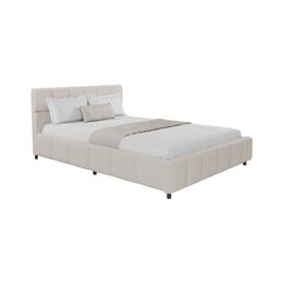 Juskys Polsterbett Florenz - Bubble Design, gepolstertes Kopfteil, Boucl&eacute; - 180 x 200 cm - Beige