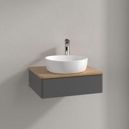 Villeroy & Boch Villeroy und Boch Antao Waschtisch-Unterschrank K07051GK 60x19x50cm, Hahnloch, Waschbeckenplattenfarbe honey oak, anthracite matt lacquer