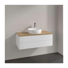 Villeroy & Boch Villeroy und Boch Antao Waschtisch-Unterschrank L20051MT mit Beleuchtung, 100x36x50cm, Hahnloch, Waschbeckenplattenfarbe honey oak, white matt lacquer