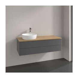 Villeroy & Boch Villeroy und Boch Antao Waschtisch-Unterschrank L22111GK mit Beleuchtung, 2 Ausz&uuml;ge, 1200 x 360 x 500 mm, Front mit Struktur, Anthracite Matt Lacquer / Honey Oak