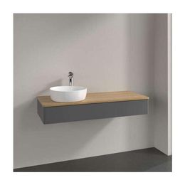 Villeroy & Boch Villeroy und Boch Antao Waschtisch-Unterschrank L11051GK mit Beleuchtung, 1 Auszug, 1200 x 190 x 500 mm, Front ohne Struktur, Anthracite Matt Lacquer / Honey Oak