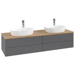 Villeroy & Boch Villeroy und Boch Antao Waschtisch-Unterschrank L28051GK 160x36x50cm, Hahnloch, Waschbeckenplattenfarbe honey oak, anthracite matt lacquer