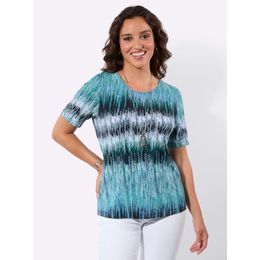 Kurzarmshirt Casual Looks "Kurzarm-Shirt", Damen, Gr. 36, mint, marine, bedruckt, 95% Viskose, 5% Elasthan, gemustert, Rundhals, Shirts