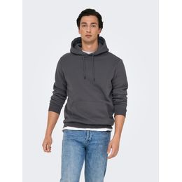 Only & Sons Kapuzensweatshirt ONLY & SONS "ONSCERES HOODIE SWEAT NOOS", Herren, Gr. XL, grau (grau pinstripe), angeraute Sweatware, Obermaterial: 57% Baumwolle, 43% Polyester, unifarben, regular fit normal, Rundhals, Rippb&uuml;ndchen, Sweatshirts, Baumwollmischung, regular fit
