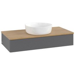 Villeroy & Boch Villeroy und Boch Antao Waschtisch-Unterschrank L09111GK mit Beleuchtung mit Struktur, 100x19x50cm, Waschbeckenplattenfarbe honey oak, anthracite matt lacquer