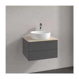 Villeroy & Boch Villeroy und Boch Antao Waschtisch-Unterschrank K18153GK 60x36x50cm, Hahnloch, Waschbeckenplattenfarbe botticino, anthracite matt lacquer