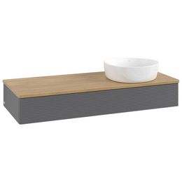 Villeroy & Boch Villeroy und Boch Antao Waschtisch-Unterschrank L12111GK mit Beleuchtung mit Struktur, 120x19x50cm, Waschbeckenplattenfarbe honey oak, anthracite matt lacquer