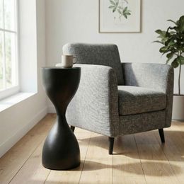 FineBuy Beistelltisch Alu Glas 23cm Schwarz Wohnzimmertisch Couchtisch Anstelltisch Rund