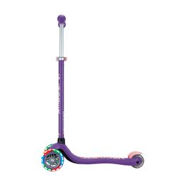 Globber PRIMO PLUS LIGHTS &ndash; Tretroller Kinder, 120/80 mm, ABEC 9, 3-r&auml;drig, h&ouml;henverstellbar, LED-Leuchtrollen, lila