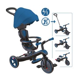 Globber EXPLORER TRIKE 4in1 &ndash; Kinderwagen, Dreirad und Laufrad, 10/8,5 Zoll, TPR-Sitz, h&ouml;henverstellbar, blau