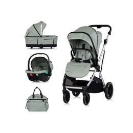 Chipolino Kombikinderwagen Aurora 3 in 1 Babyschale Babywanne Sportsitz Tasche gr&uuml;n