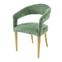 Riess Ambiente riess-ambiente Skandinavischer Stuhl BOUTIQUE gr&uuml;n Strukturstoff brushed champagner gold Metall