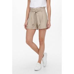 Shorts Only "ONLLALIA HW BELT SHORTS PNT", Damen, Gr. L, N-Gr, silber mink, Web, Obermaterial: 94% Viskose, 6% Polyester, unifarben, regular fit kurz, Hosen Shorts, Viskosemischung, regular fit, High Waist Paperbag Bund