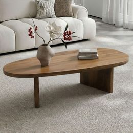 FineBuy Couchtisch oval Mango Massivholz Sofatisch 120cm Beistelltisch Wohnzimmertisch