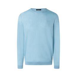 Strickpullover Maerz Muenchen "Maerz Muenchen 401800 Strickpullover Herren Bekleidung", Herren, Gr. 52, blau, 100% Wolle, Rundhals, Pullover Strickpullover