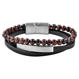 Adelia&acute;s Edelstahlarmband ADELIA&acute;S "Unisex Armband aus Edelstahl mit Tigerauge" Gr. 19, braun schwarz silber, Armb&auml;nder, Herren, 19, Edelstahl, Edelstahlarmband