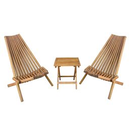 2er Set Holzliegestuhl mit Tisch aus Akazie klappbar