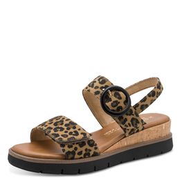 Keilsandalette Marco Tozzi, Damen, Gr. 37, leo, Velourslederimitat, Schuhe, Riemchensandale, Sommerschuh in veganer Verarbeitung