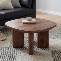 FineBuy Couchtisch Mango Massivholz 60cm quadratisch Handgefertigter Wohnzimmertisch
