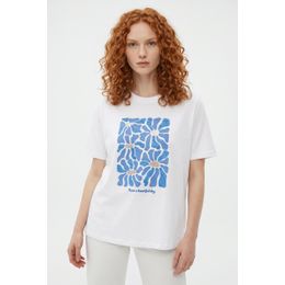 Rundhalsshirt Only CARMAKOMA "CARALBERTE LIFE S/S BOXY TEE JRS", Damen, Gr. L, hellwei&szlig; print:big front flowie, Jersey, Obermaterial: 100% Baumwolle, bedruckt, regular fit normal, Rundhals, Shirts Rundhalsshirt