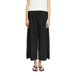 Stoffhose comma, Damen, Gr. 46, N-Gr, schwarz, Web, Obermaterial: 55% Leinen, 45% Lyocell, unifarben, loose fit lang, Hosen Stoffhose, mit elastischem Bund