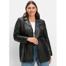 Lederjacke sheego, Damen, Gr. 44, schwarz, 100% Leder, unifarben, Jacken
