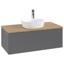 Villeroy & Boch Villeroy und Boch Antao Waschtisch-Unterschrank L31051GK mit Beleuchtung, 100x36x50cm, Hahnloch, Waschbeckenplattenfarbe honey oak, anthracite matt lacquer