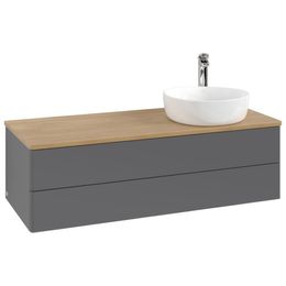 Villeroy & Boch Villeroy und Boch Antao Waschtisch-Unterschrank L23051GK mit Beleuchtung, 120x36x50cm, Hahnloch, Waschbeckenplattenfarbe honey oak, anthracite matt lacquer