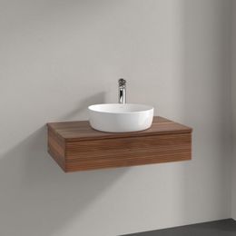 Villeroy & Boch Villeroy und Boch Antao Waschtisch-Unterschrank K08152HM 80x19x50cm, Hahnloch, Waschbeckenplattenfarbe warm walnut, warm walnut